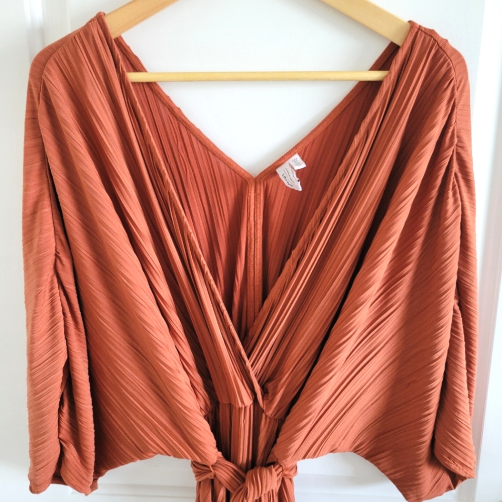 & Other Stories Plisse Belted Pleated Dress Sz 6 - Gem